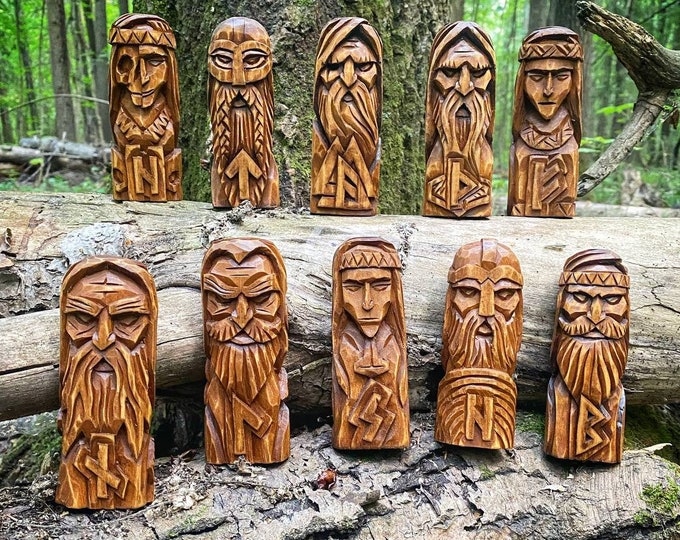 Set of 3 Norse Gods Idol Totem Asatru Altar Pagan Odin Thor - Etsy