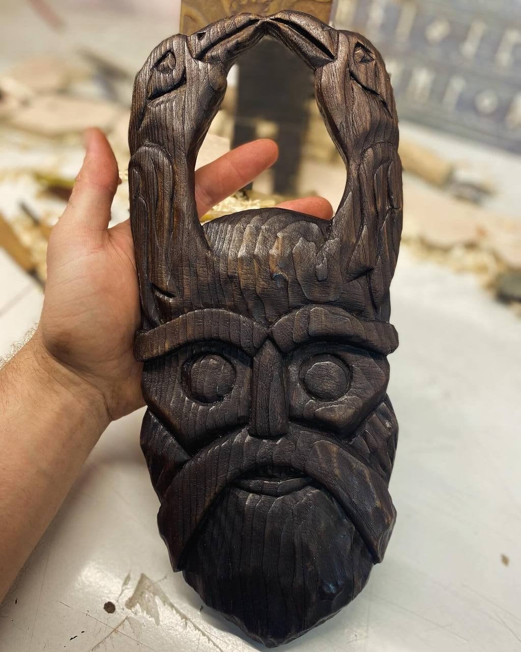 Odin Mask, Wotan Mask, Odin Statue, Odin Sculpture, Wooden Mask, Pagan ...