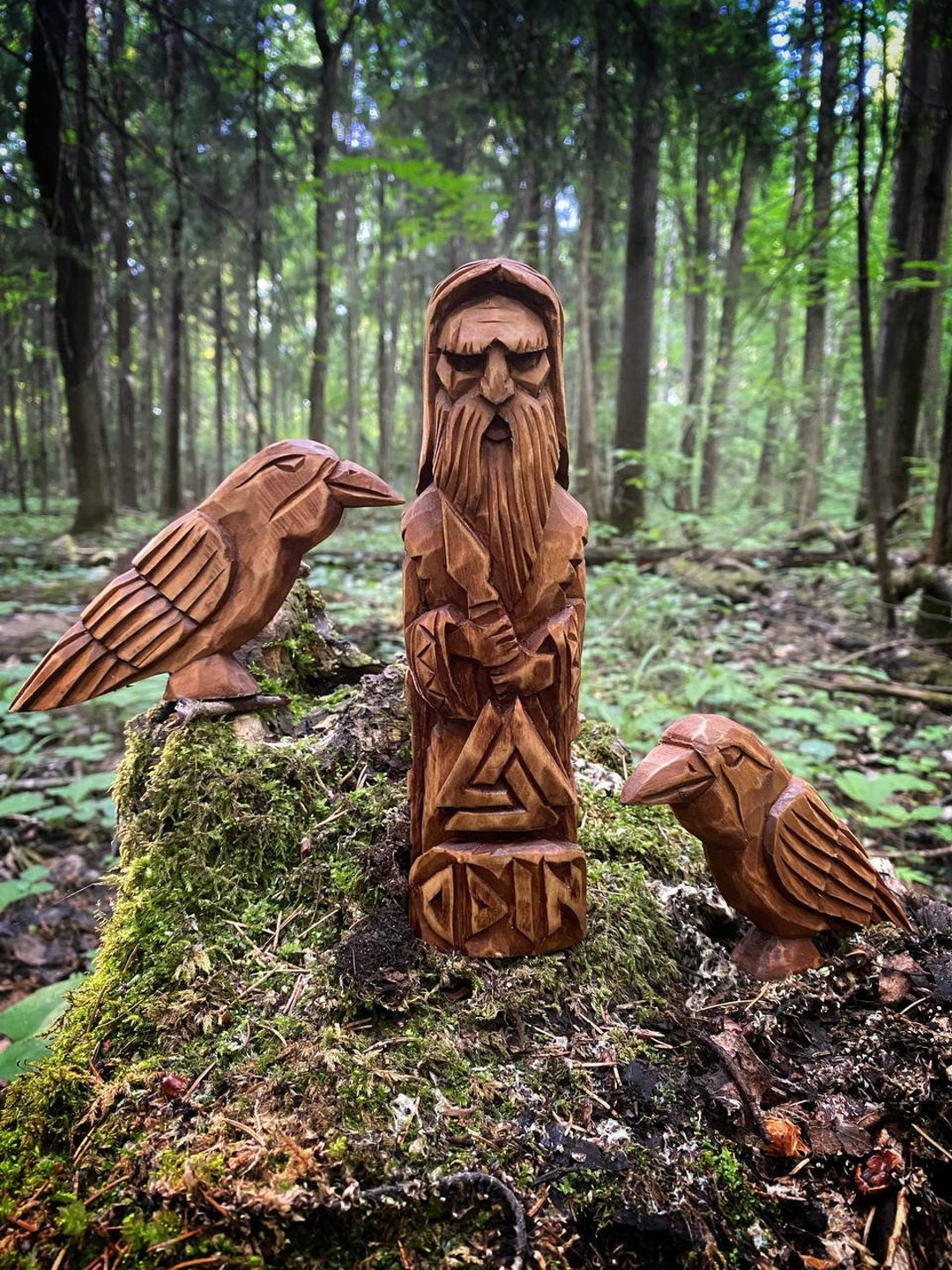 Odin Statue. Hugin and Munin. Wotan Sculpture. Norse Pagan God. - Etsy