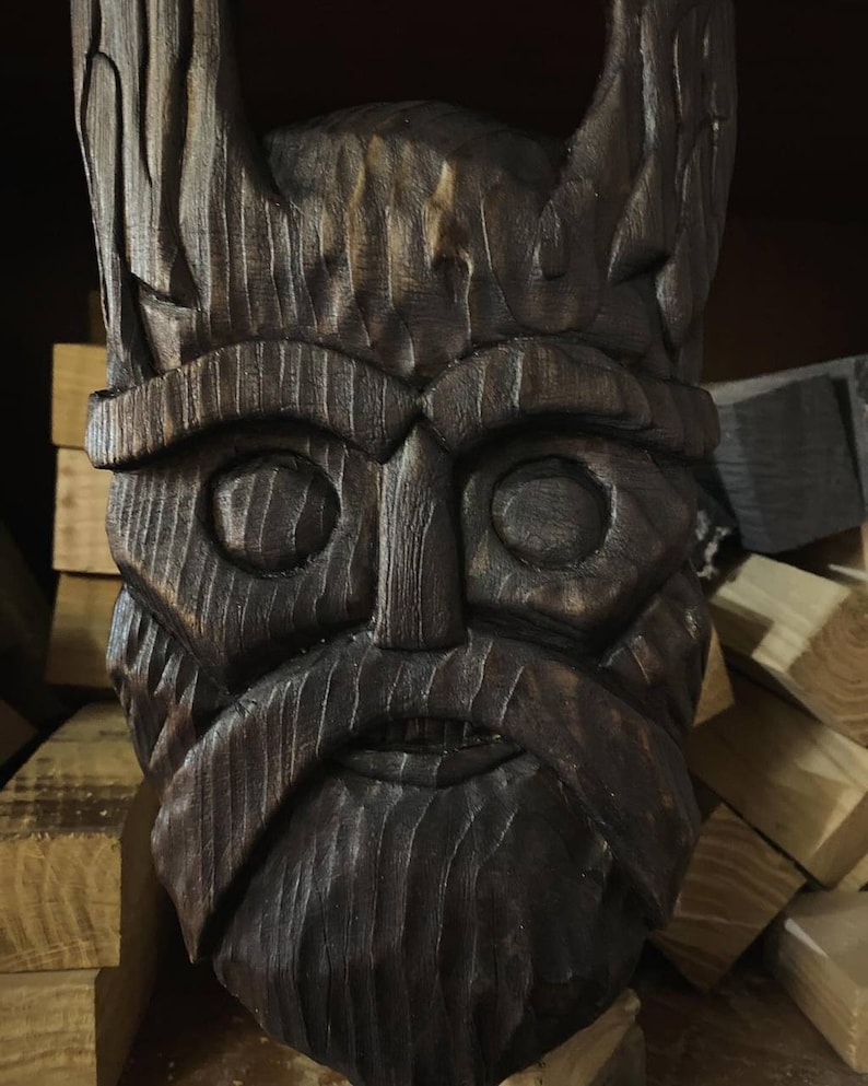 Odin Mask, Wotan Mask, Odin Statue, Odin Sculpture, Wooden Mask, Pagan ...