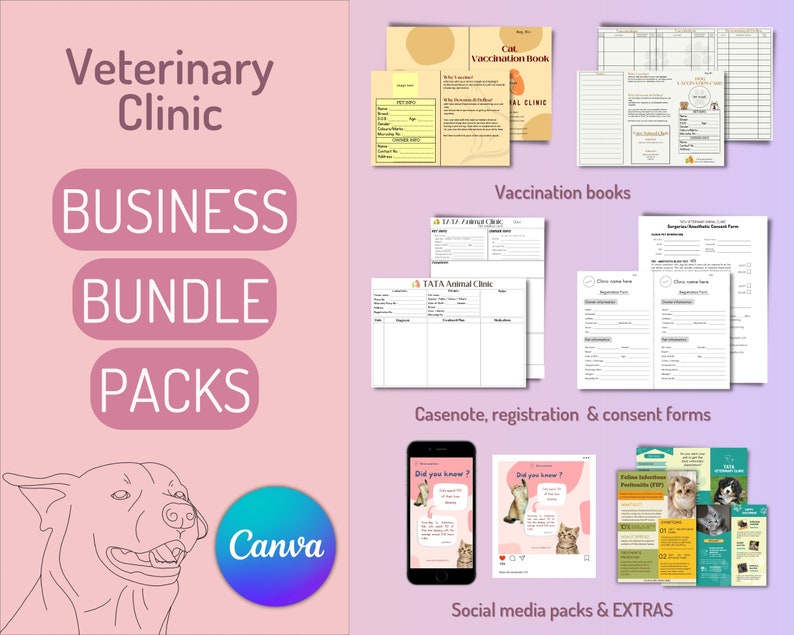 Veterinary Clinic Bundle Packs Template, Pet Animals Business, Vet ...