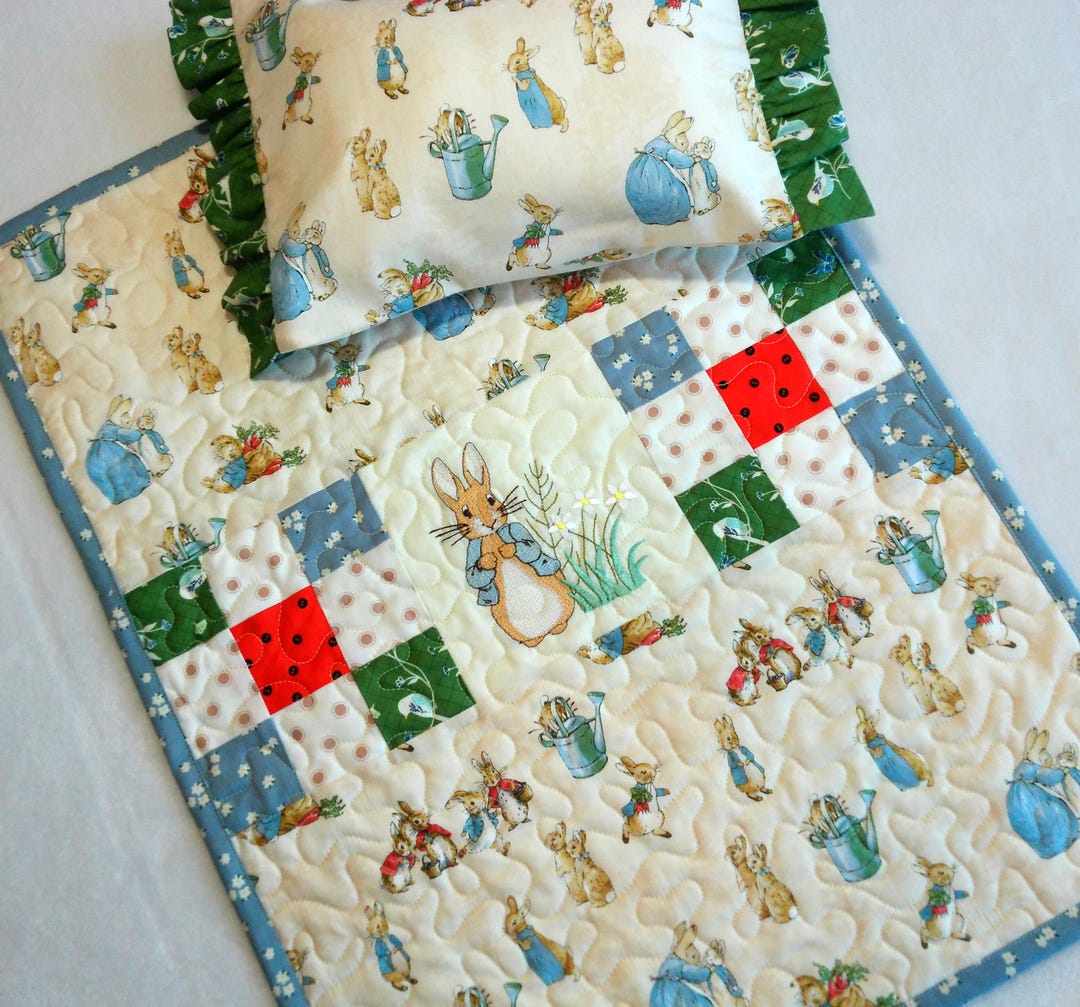 Doll Quilt and Pillow Set - Peter Rabbit Quilt/blanket - 18x24 Inches ...