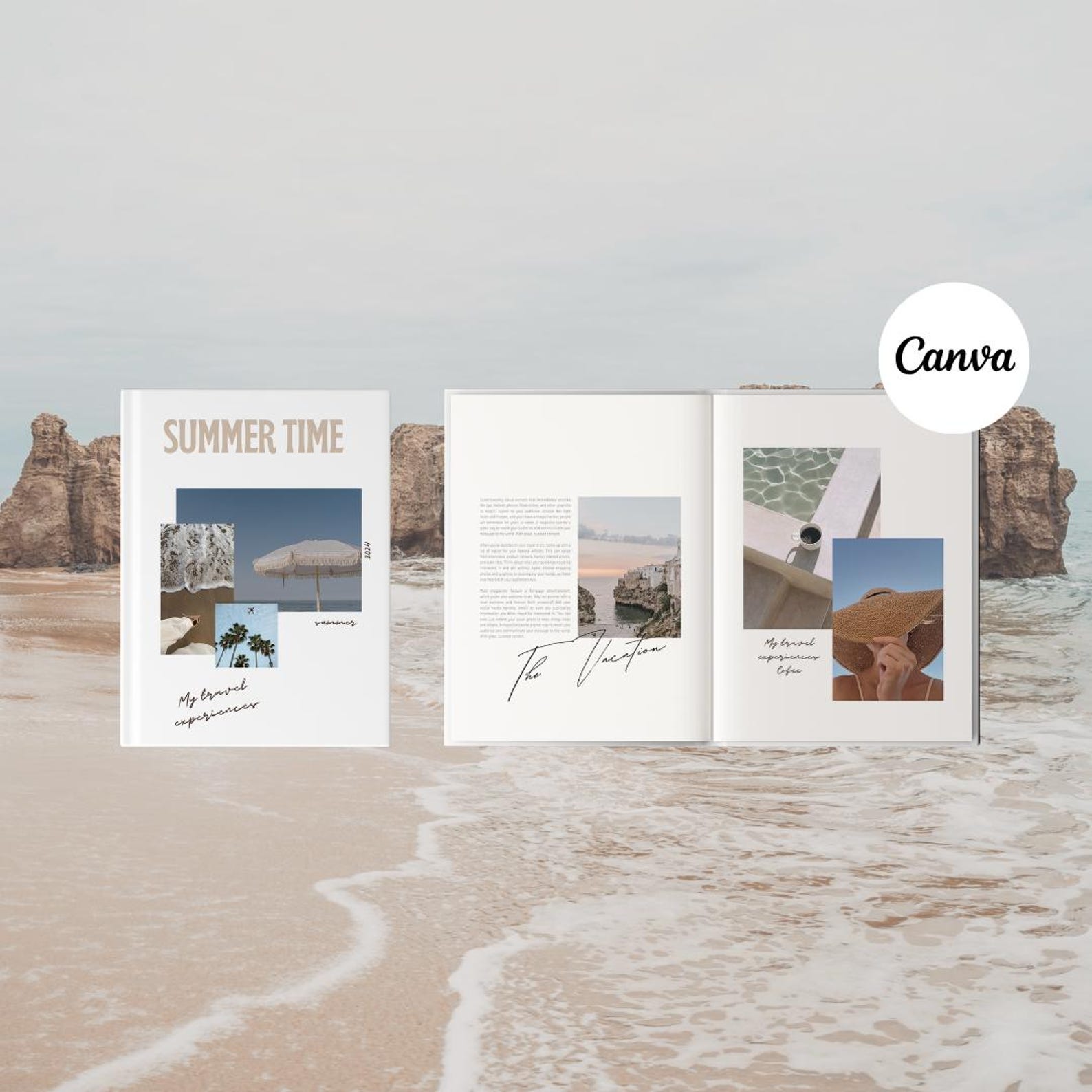 Aesthetic Travel Photo Book Canva Photo Album Template Coffee Table ...