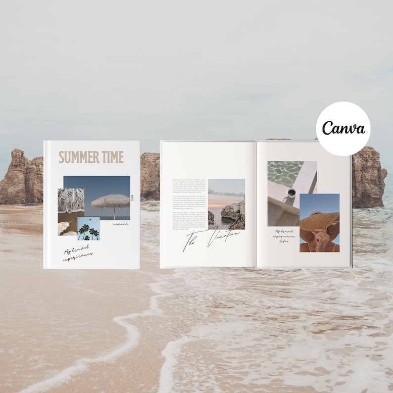 Aesthetic Travel Photo Book Canva Photo Album Template Coffee Table ...
