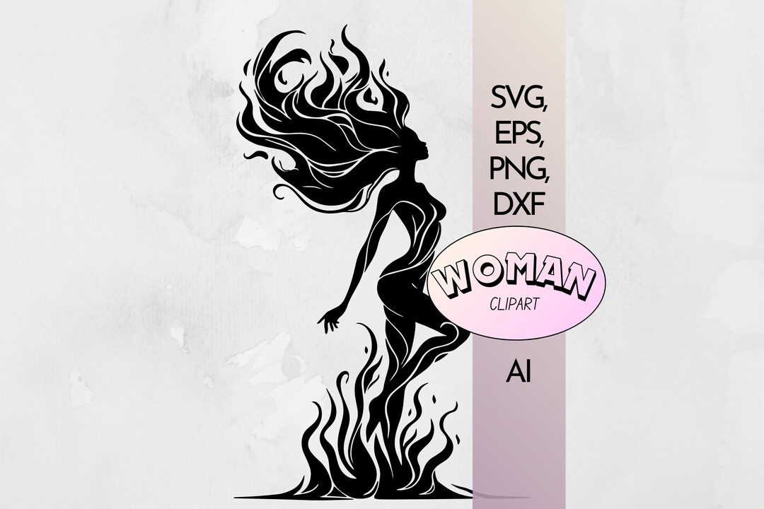 Goddess of Fire SVG | Empowerment Volcana Line Art | Fire Woman Clip ...