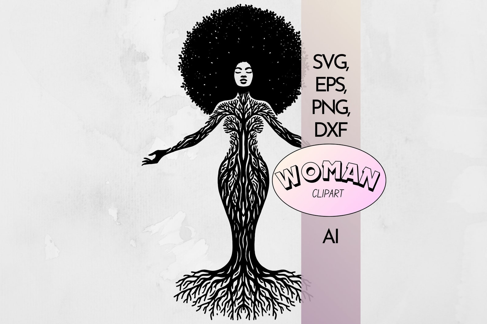 Goddess Woman Tree With Open Arms SVG | Afro Woman Tree PNG ...