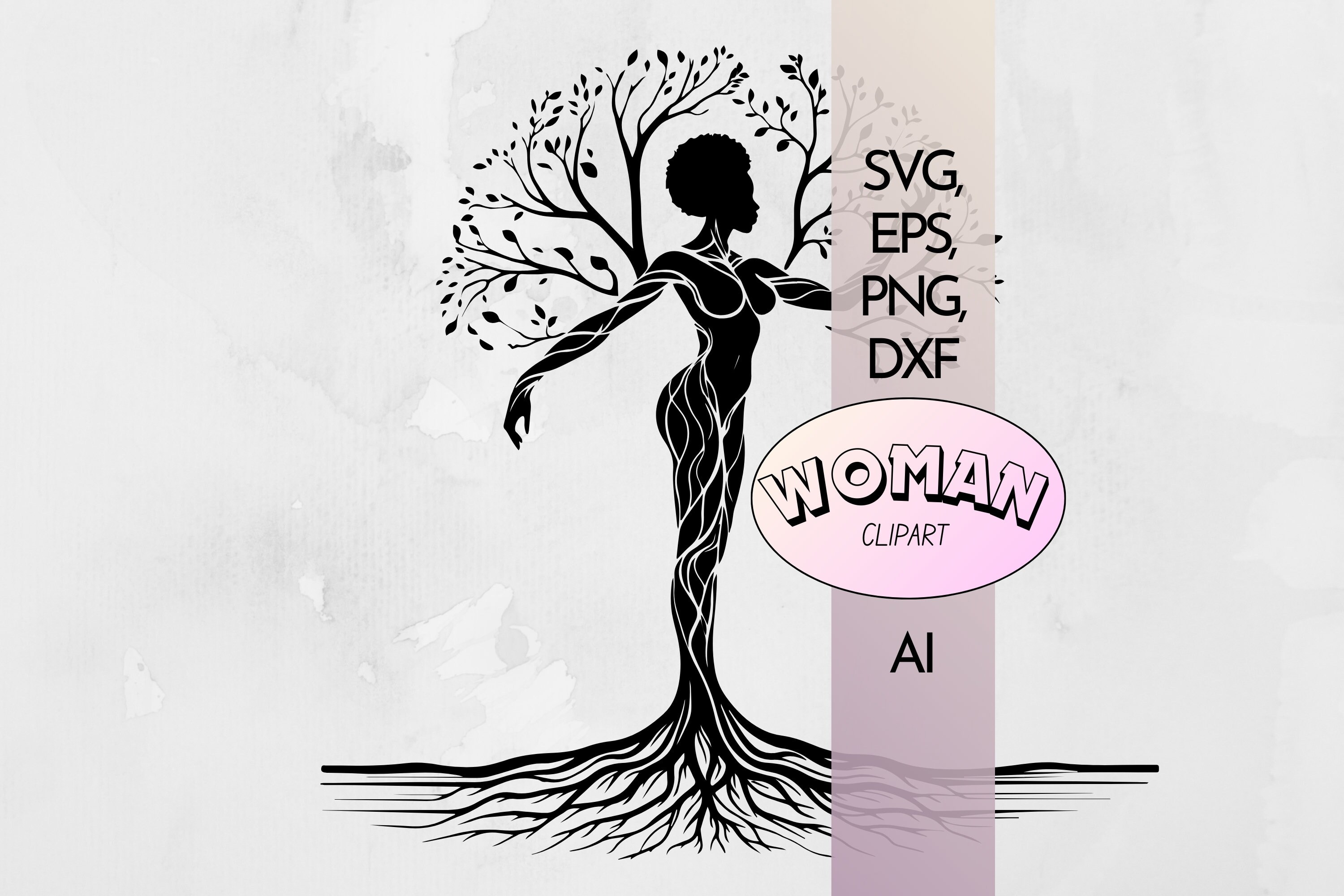 Goddes Woman Tree SVG | Full Length Afro Woman Tree PNG | Tree of ...