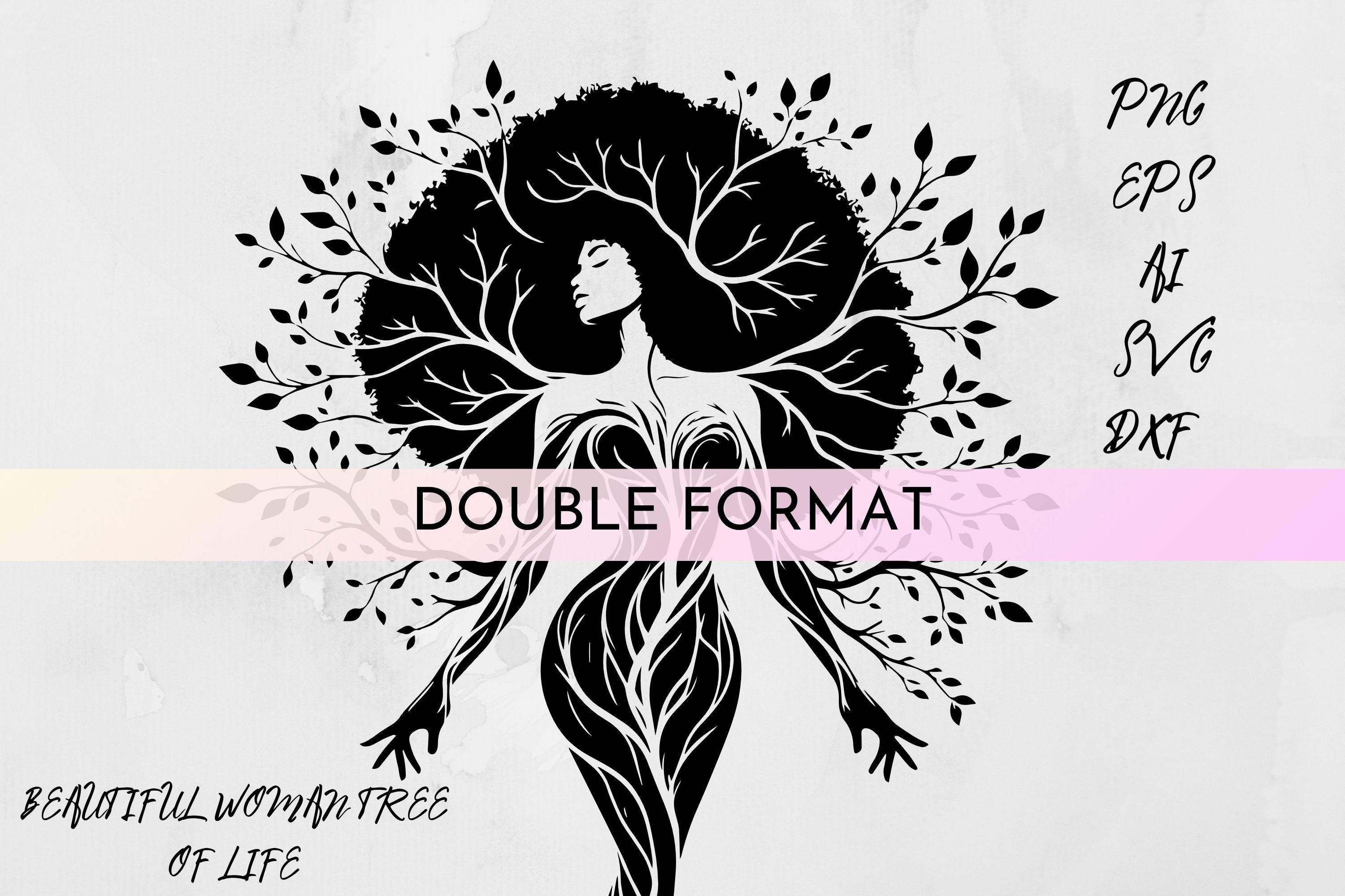 Full Length Woman Tree SVG | Afro Woman Tree PNG | Women Empowerment ...