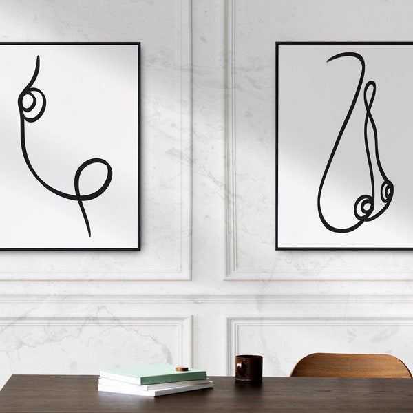 Breasts Line Drawing - Etsy