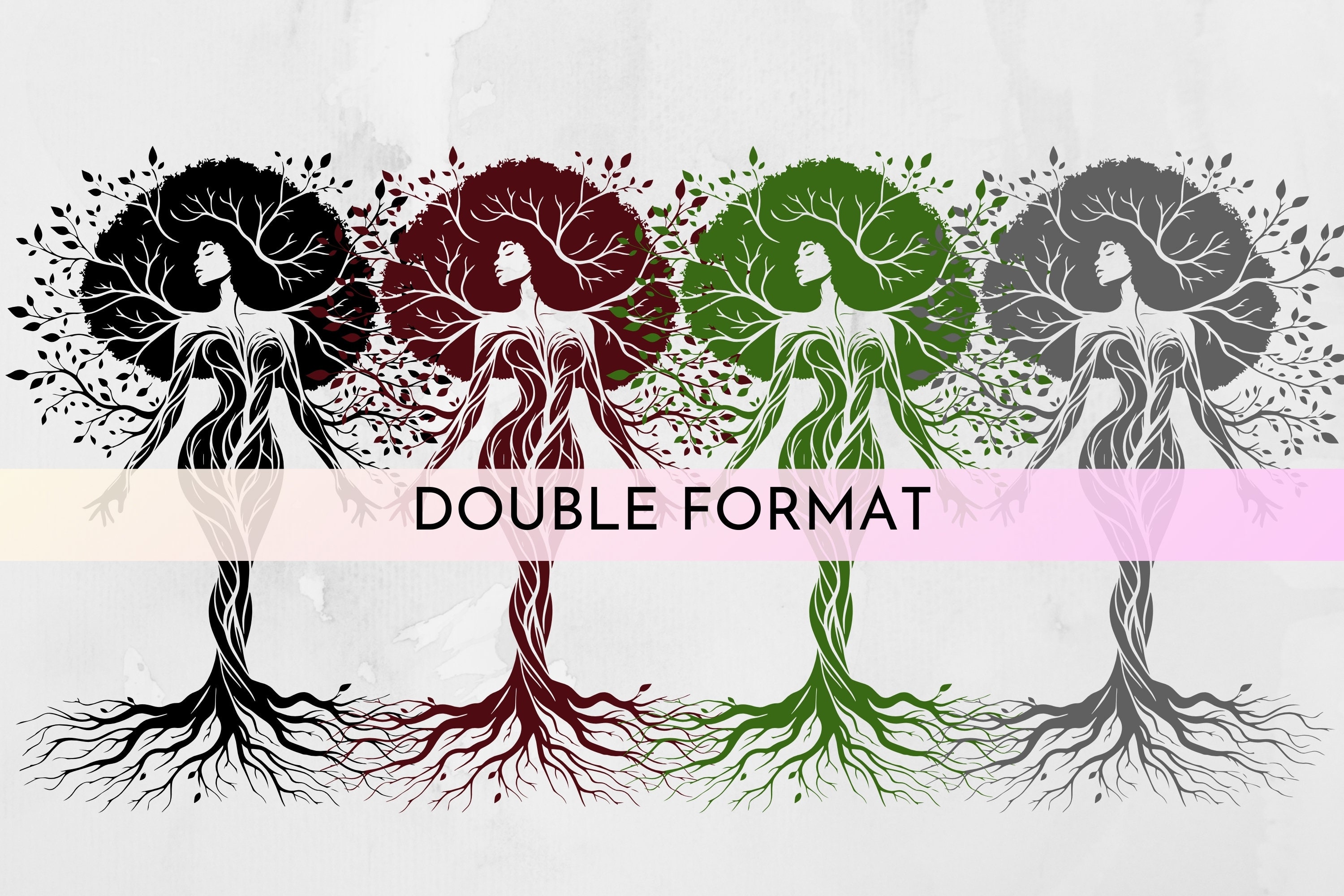 Full Length Woman Tree SVG Afro Woman Tree PNG Women Empowerment Black ...