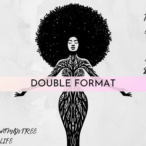 Goddess Woman Tree With Open Arms SVG | Afro Woman Tree PNG ...