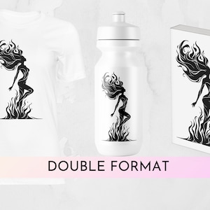Goddess of Fire SVG | Empowerment Volcana Line Art | Fire Woman Clip ...