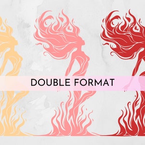 Goddess of Fire SVG | Empowerment Volcana Line Art | Fire Woman Clip ...