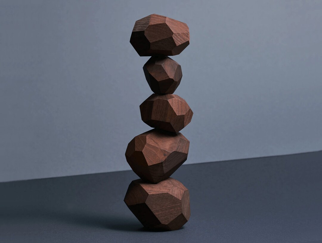 Stacking Blocks Walnut Hardwood, Modern, Living Room Sculpture ...