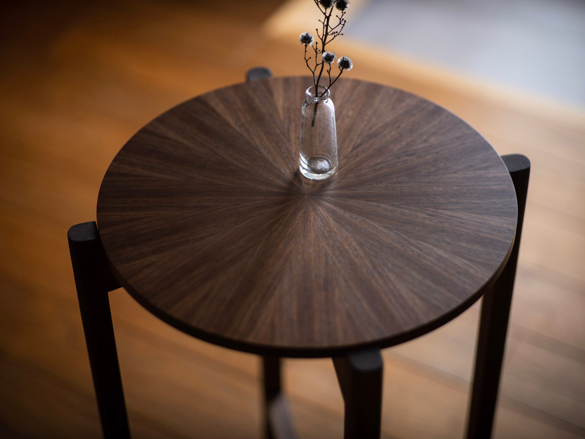 Walnut Rays Side Table Handmade End Table Handcrafted in Japan for a ...