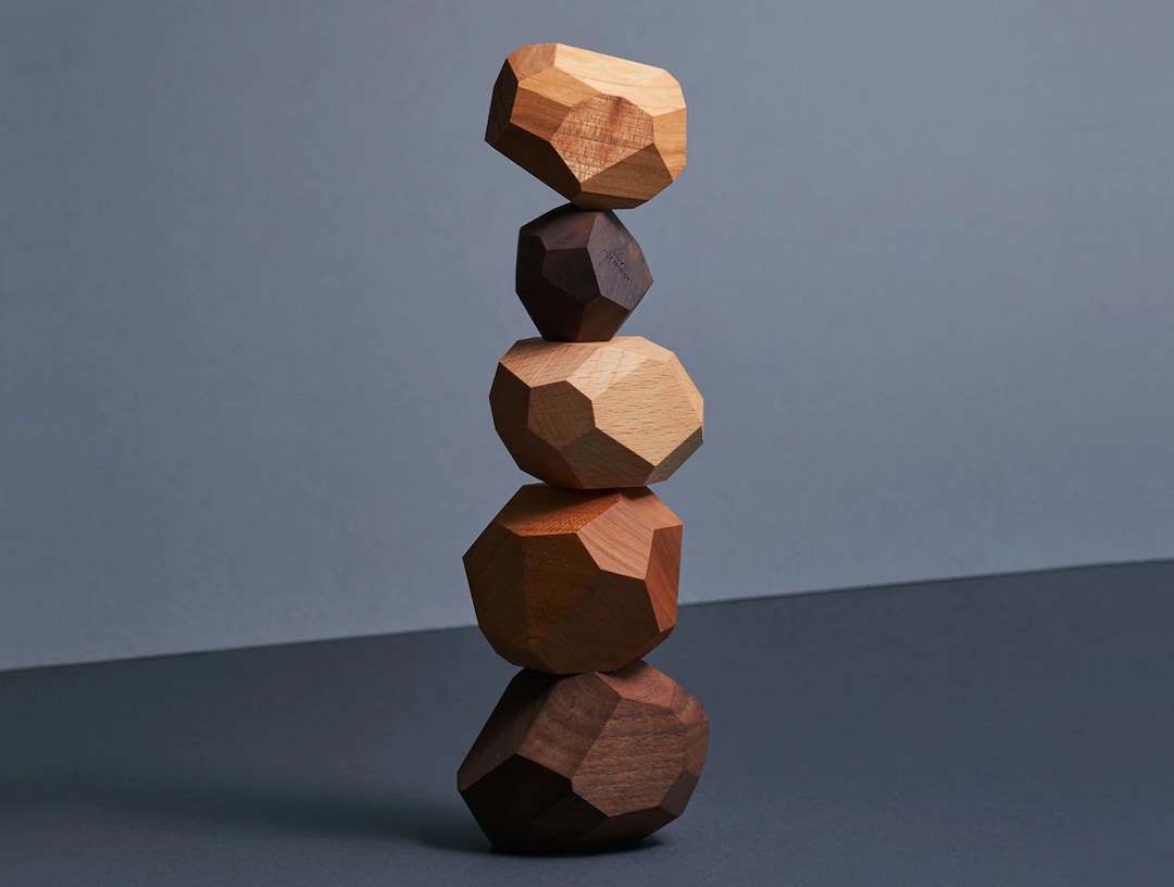 Stacking Blocks Mixed Wood, Modern Living Room Sculpture & Children's ...