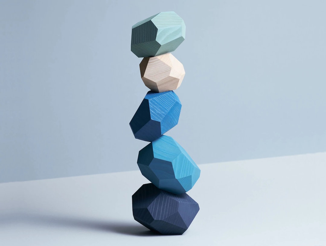 Stacking Blocks Blue, Modern, Living Room Sculpture & Children's Toy ...