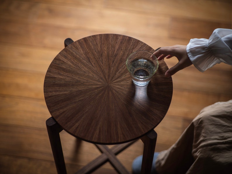Walnut Rays Side Table Handmade End Table Handcrafted in Japan for a ...
