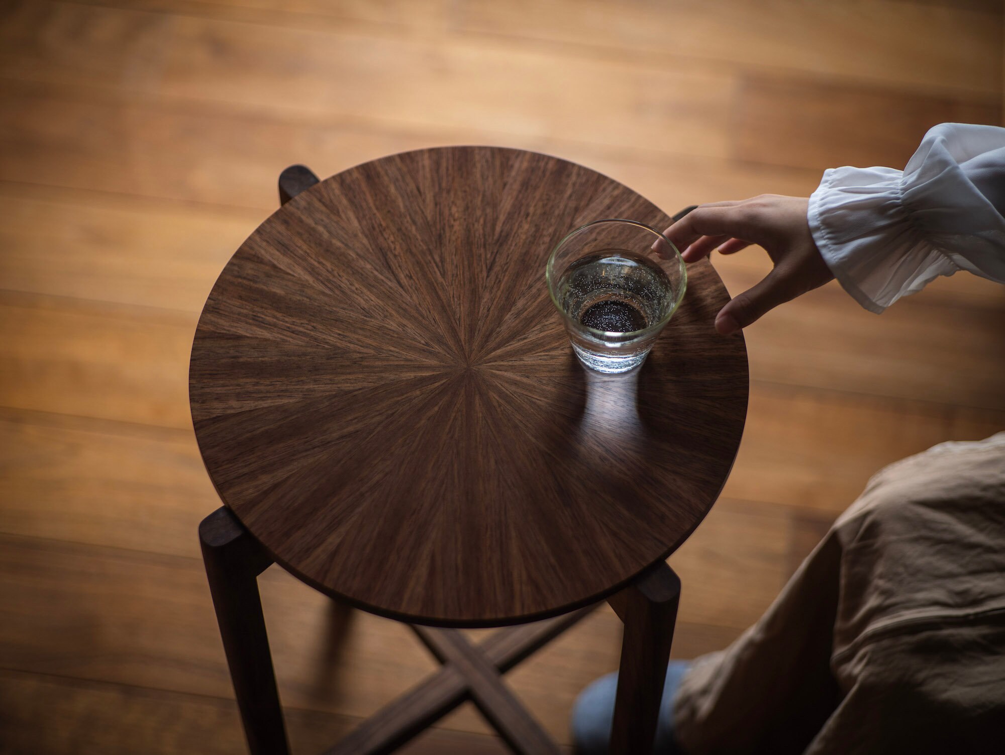 Walnut Rays Side Table Handmade End Table Handcrafted in Japan for a ...