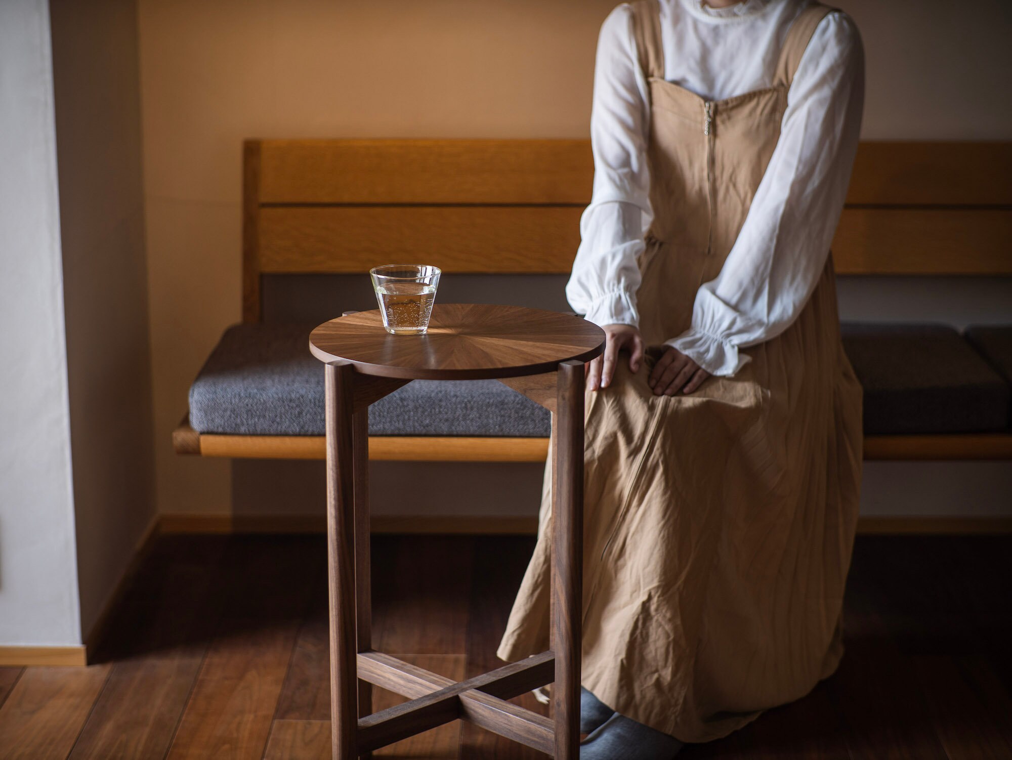 Walnut Rays Side Table Handmade End Table Handcrafted in Japan for a Modern Living Room - Etsy