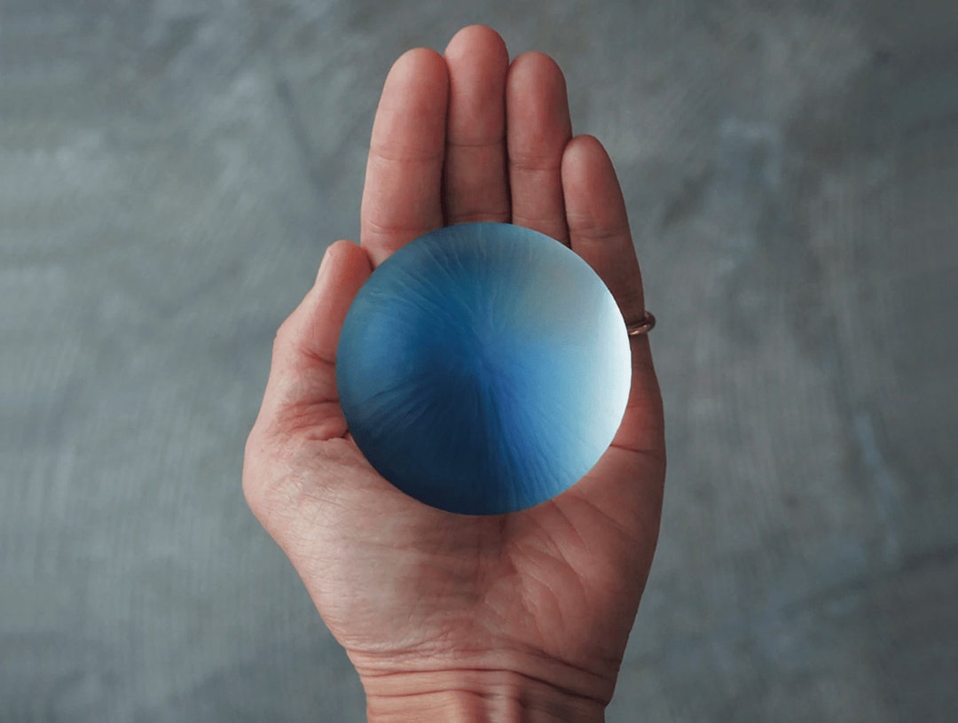 Blue Ripple Glass Paperweight Handmade Glass Art Unique - Etsy