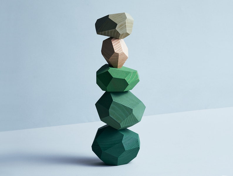 Stacking Blocks Green, Modern, Living Room Sculpture & Children's Toy ...