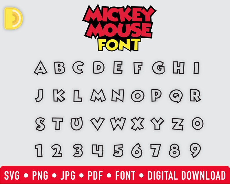 Mickey Alphabet Logo Font SVG PNG - Etsy