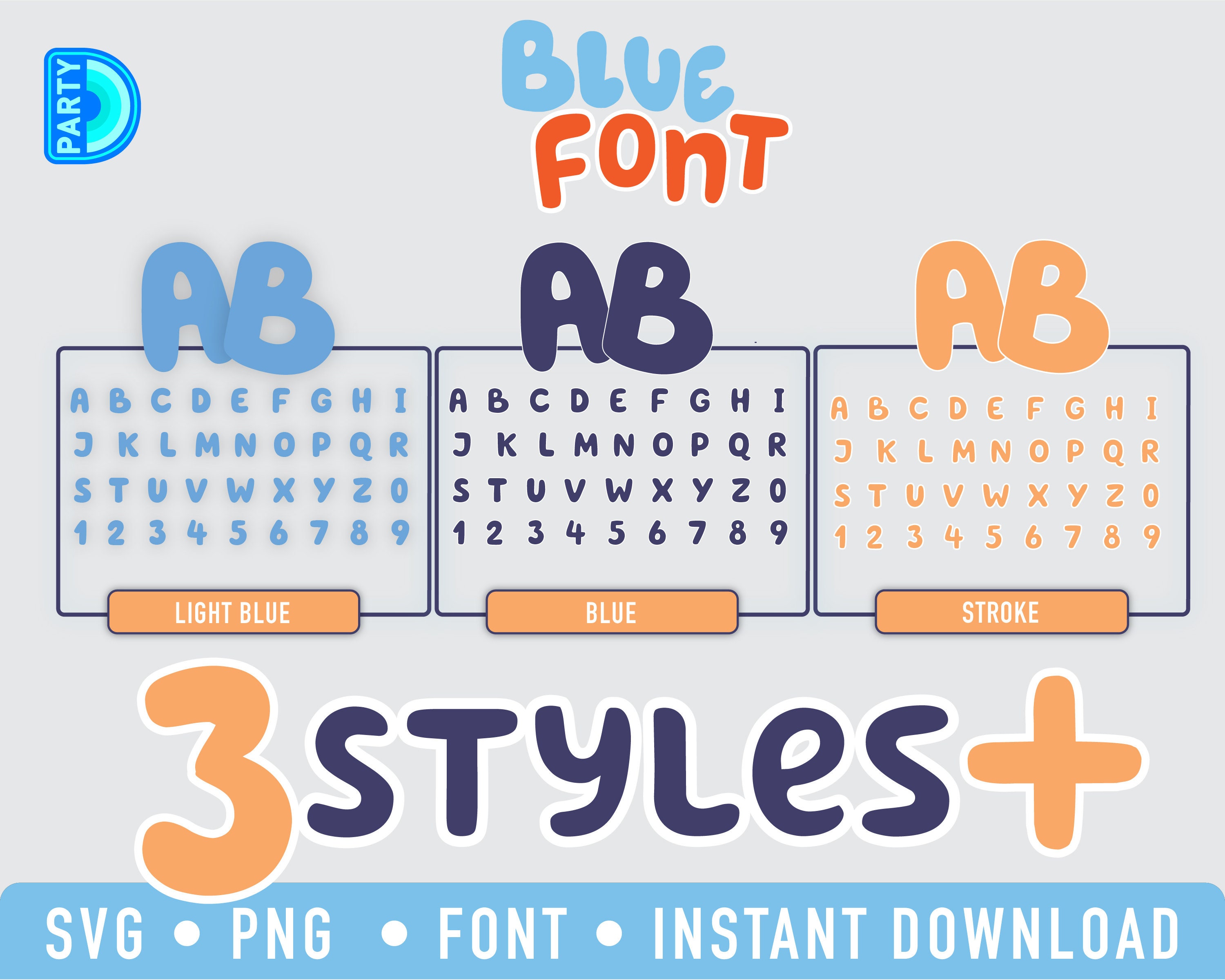 Blue Font Bundle Svg PNG TTF Instant Download - Etsy Canada