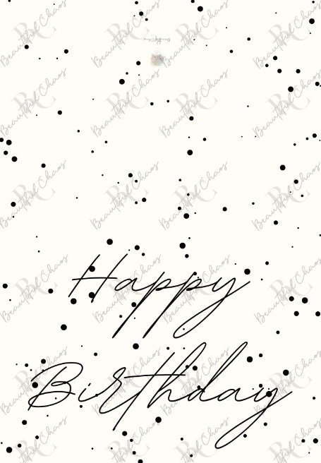 Printable Birthday Card, Black and Cream, Happy Birthday, Instant ...