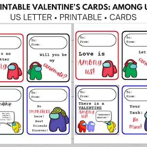 AMONG US Valentine's Cards - Etsy