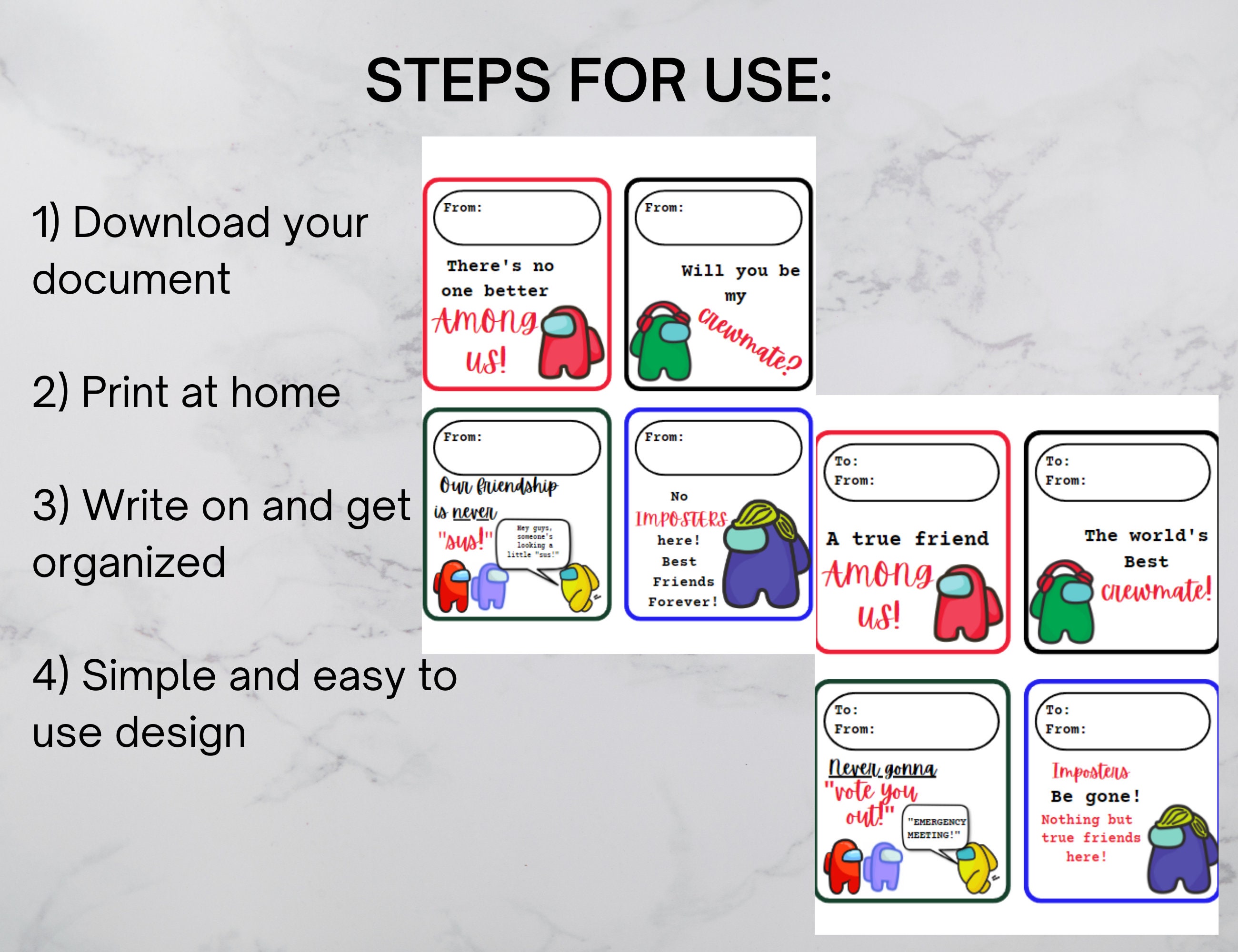 AMONG US Valentine's Cards - Etsy