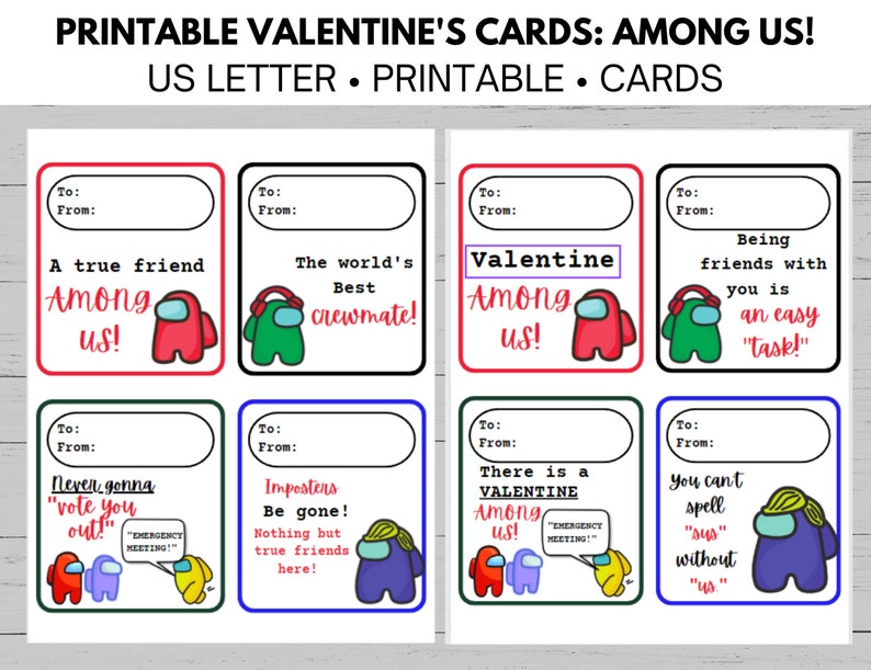 AMONG US Valentine's Cards - Etsy