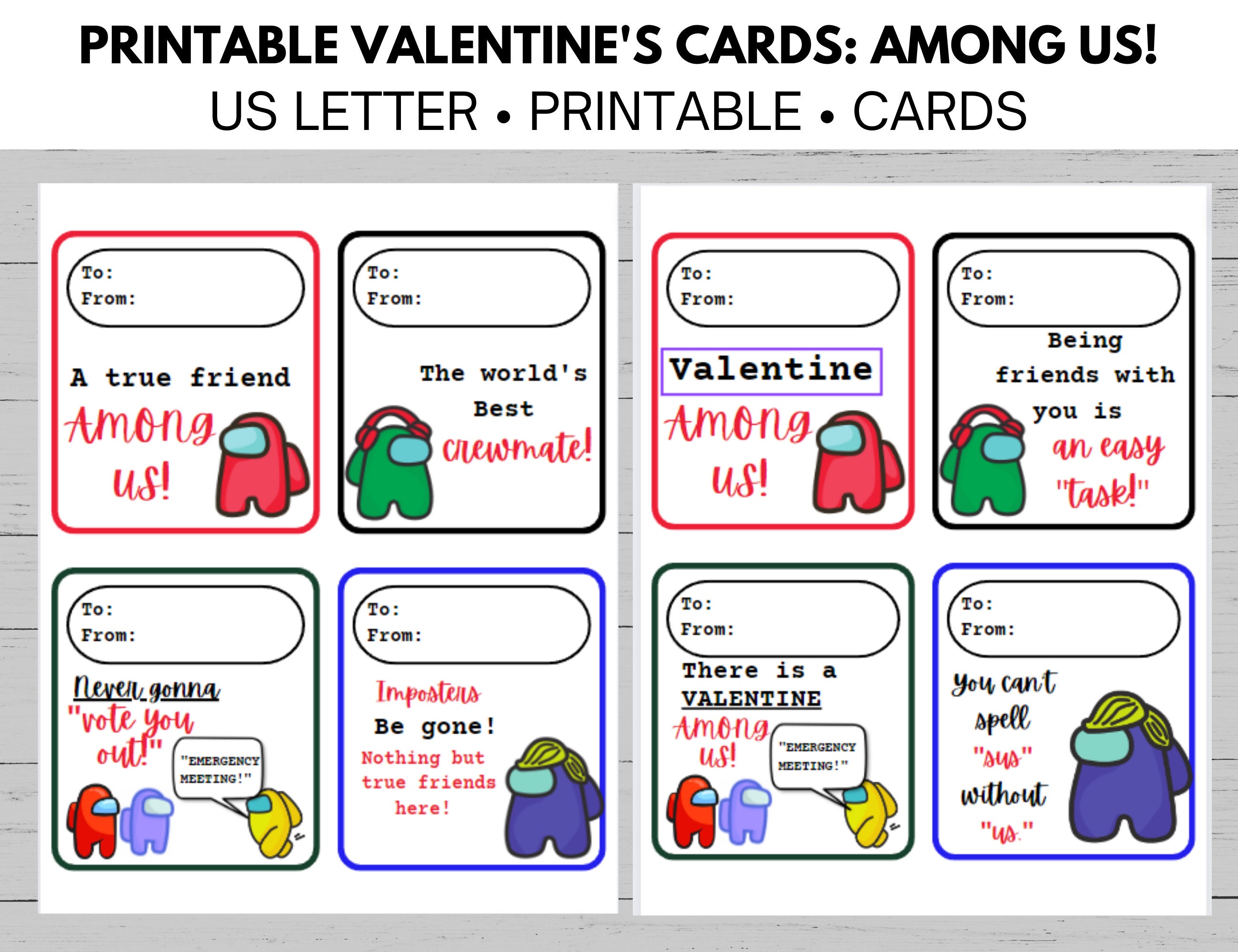 AMONG US Valentine's Cards - Etsy
