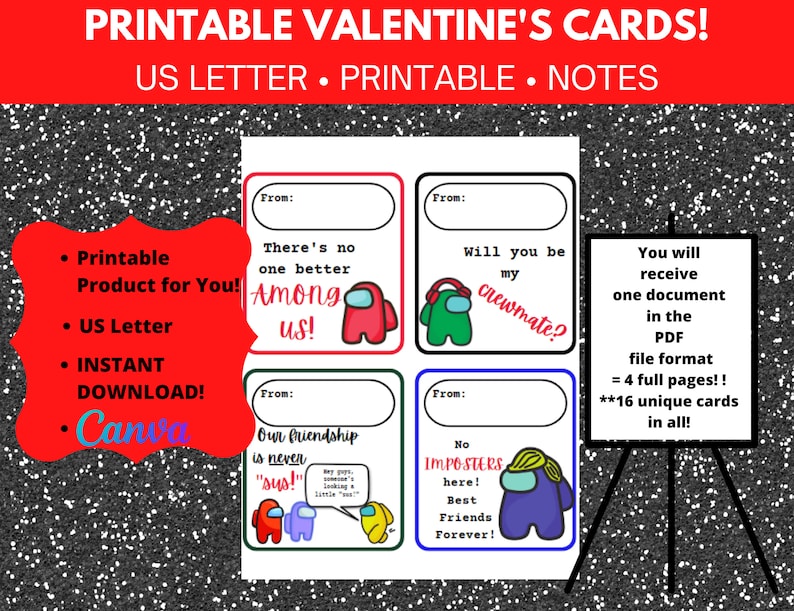 AMONG US Valentine's Cards - Etsy
