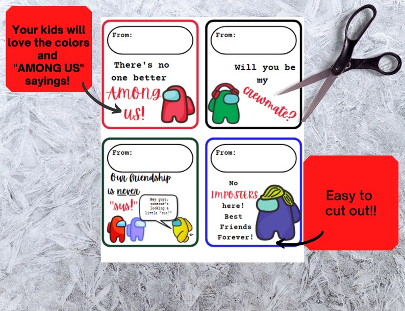 AMONG US Valentine's Cards - Etsy