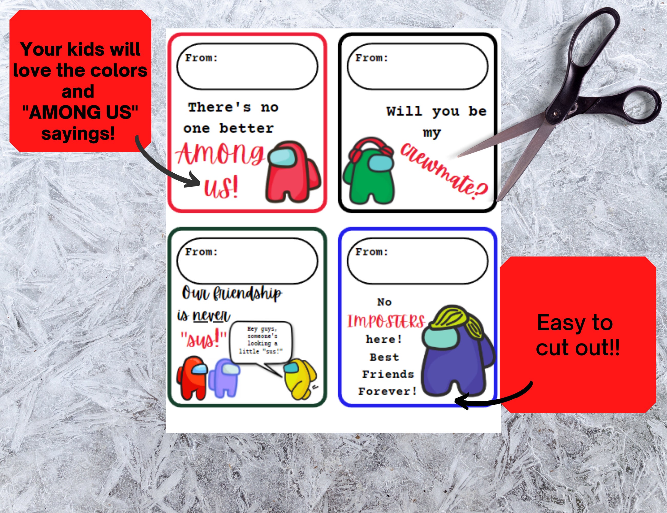 AMONG US Valentine's Cards - Etsy