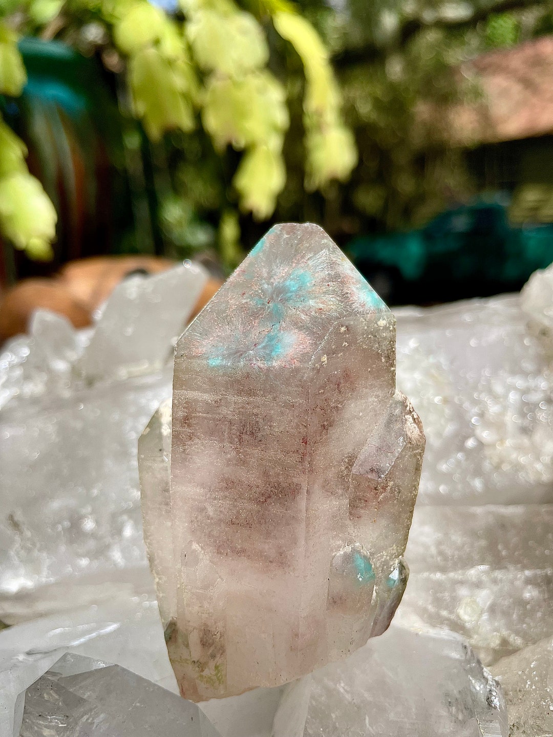 Large Ultra Rare Smoky Ajoite Crystal With Epidote Coating, Hematite ...