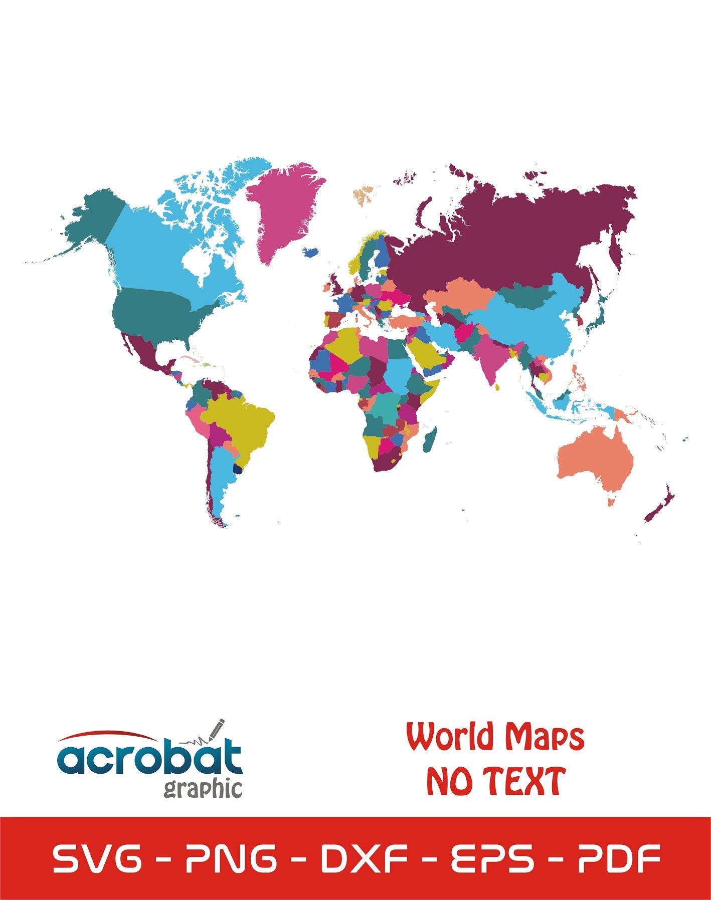 World Map SVG Bundle: Labeled & Blank Vector Maps (digital Download) - Etsy