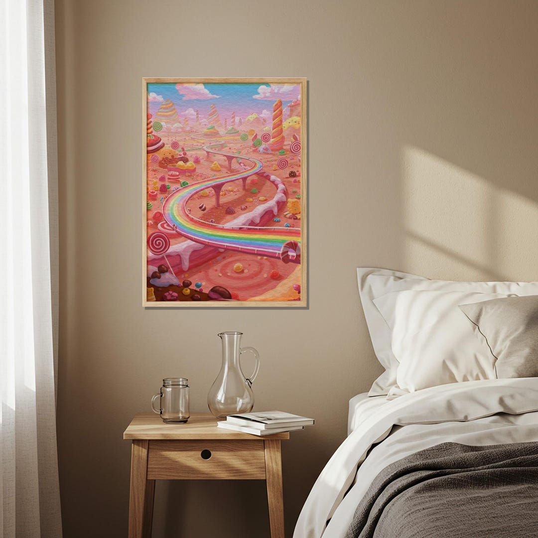 Candy World Dreamland Wall Decor, Sweet Colorful Path Artwork for Kids ...