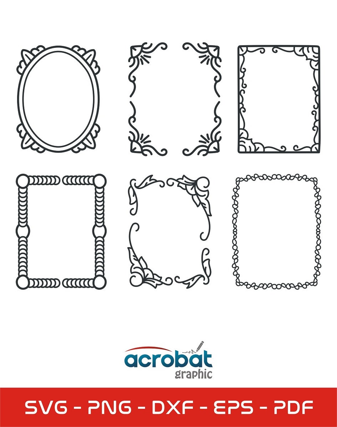 Frame SVG Pack, Pattern Svg Pack, Frame Monogram Pack, Ornate Frame ...