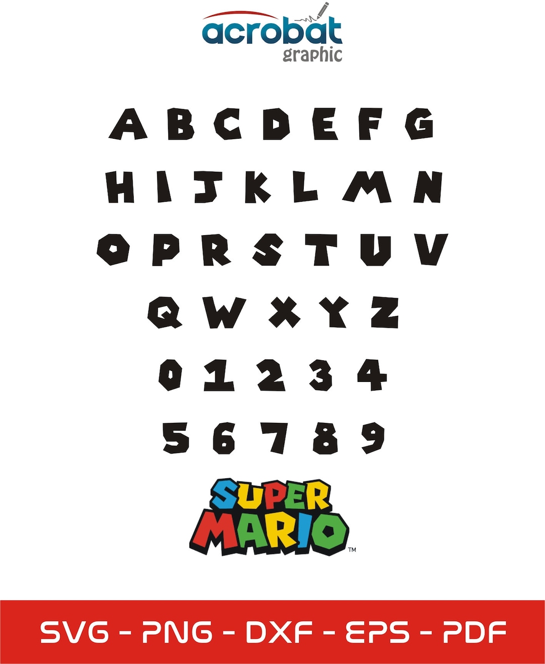 Super Mario lettertype SVG Super Mario alfabet lettertype - Etsy België