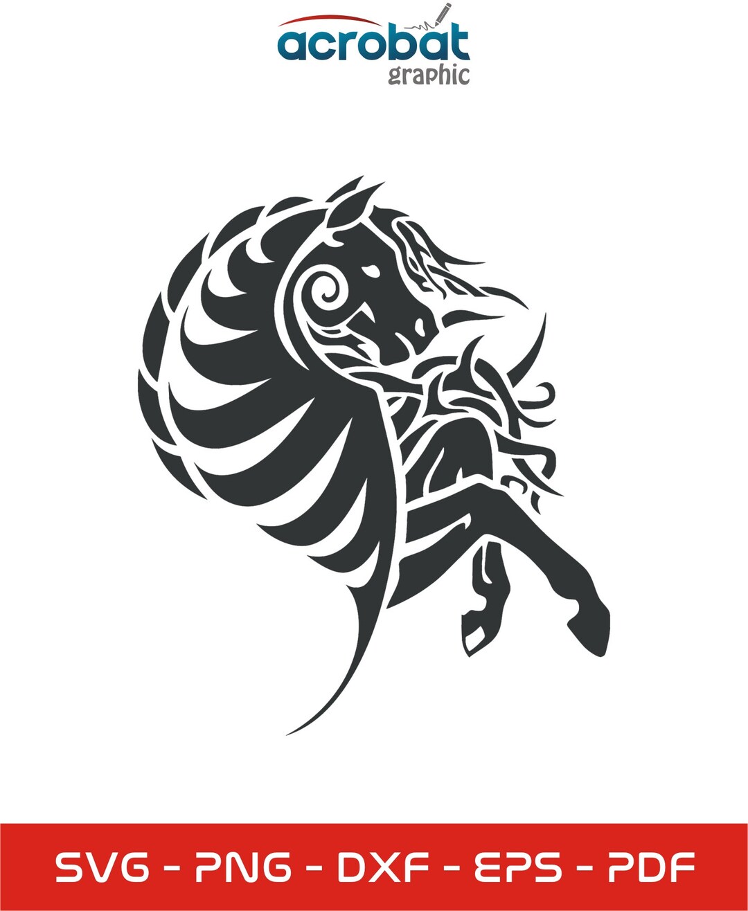 Tribal Horse SVG, Wild Horse Clipart for Cricut, Laser Cut, Silhouette ...