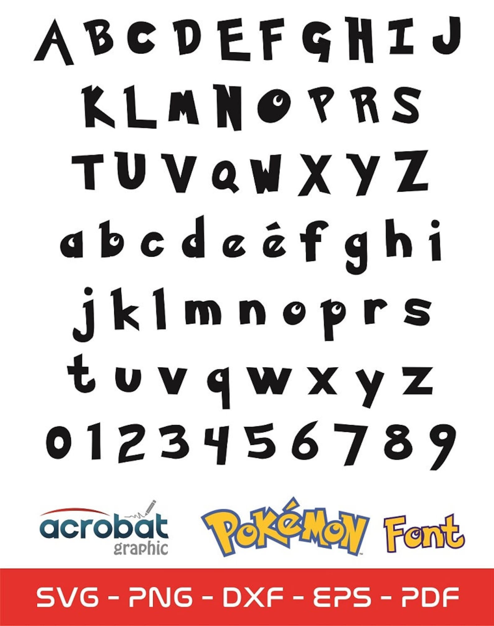 Pokemon Font SVG, Cartoon Alphabet Font for Cricut, Cute Gaming Font ...