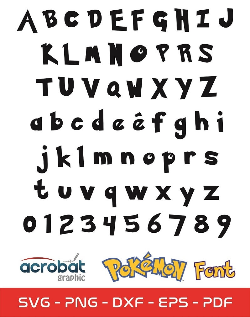 Pokemon Font SVG, Pokemon Alphabet, Pokemon Alphabet Laser Cut, Font ...