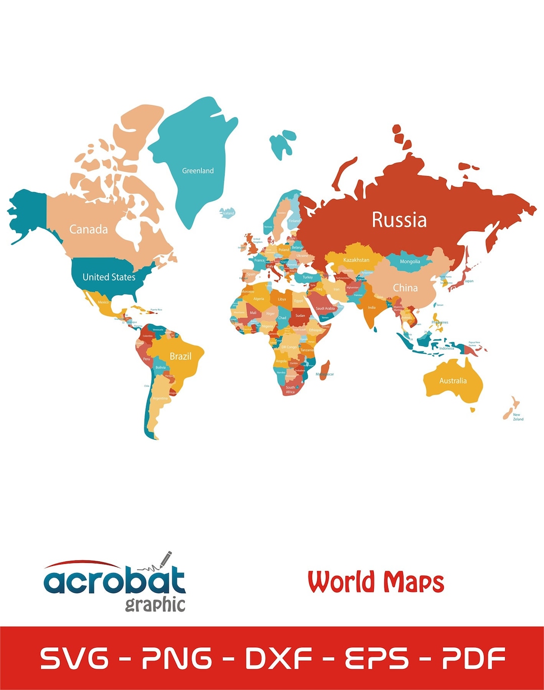 World Map, Types of Written and Unwritten World Map, Laser Cut File ...