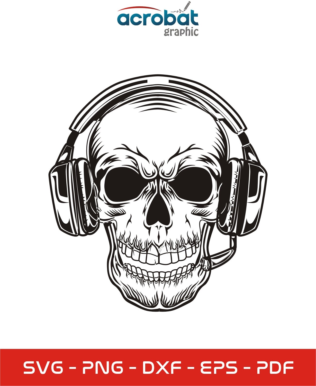 Skull With Headset Monogram Pack, Skull With Headset SVG, Skull With ...
