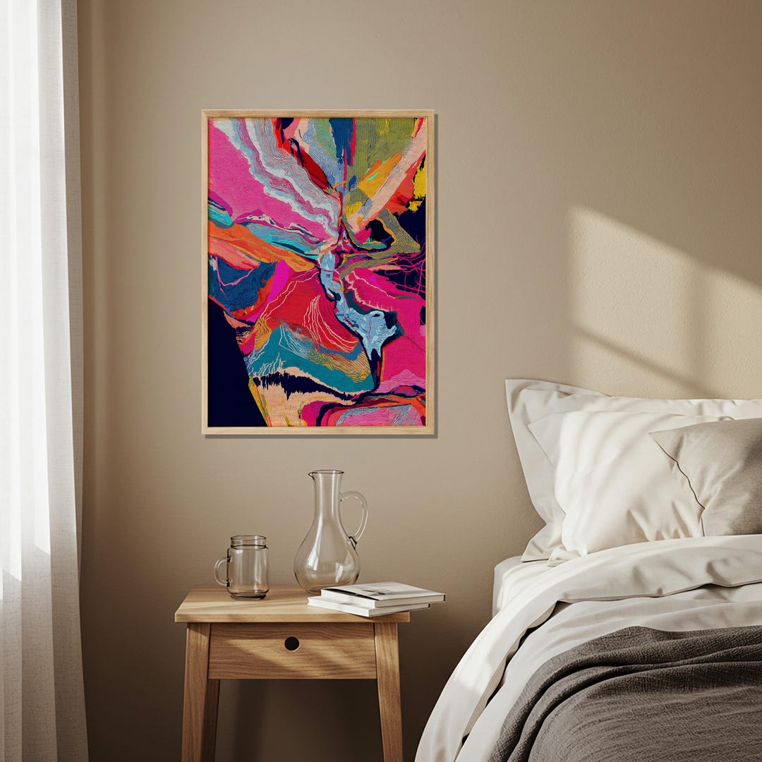 Vibrant Abstract Pop Art Wooden Poster Energetic Wall Decor Modern ...
