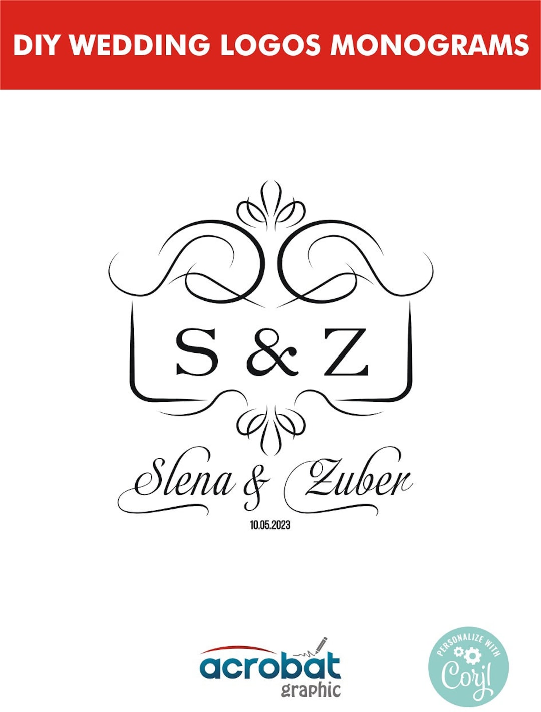 Editable Wedding Monogram, Invitation Logo, Wedding Logo, Wedding Stamp ...