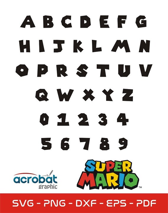 Super Mario Font SVG Super Mario Alphabet Mario Alphabet | Etsy