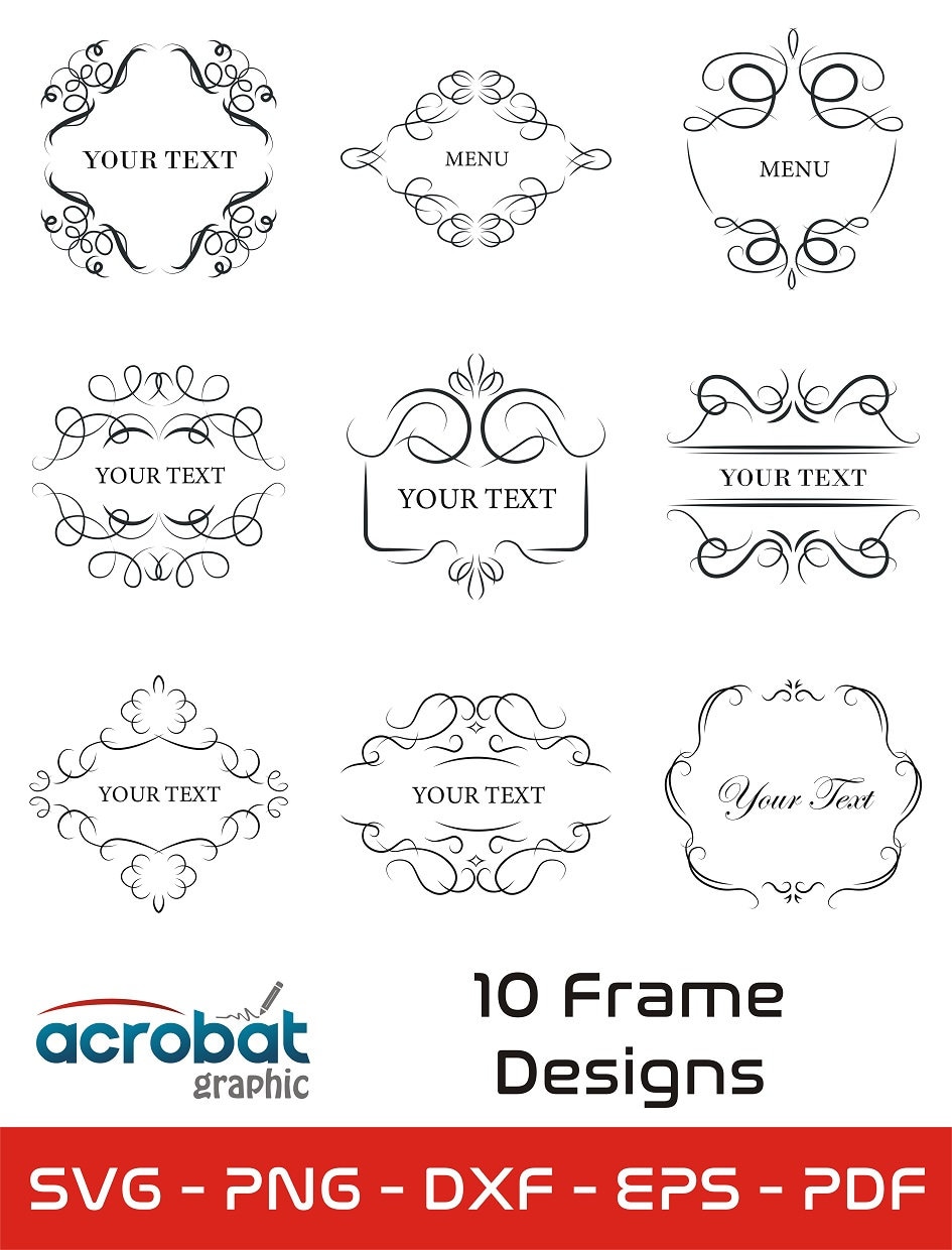Frame SVG Pack, Pattern Svg Pack, Frame Monogram Pack, Ornate Frame ...